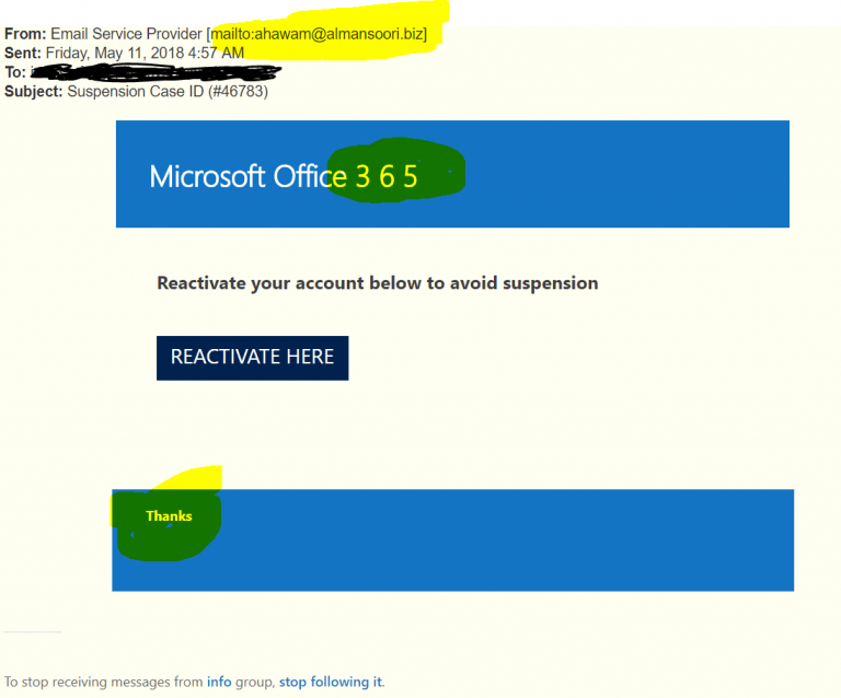 Microsoft 365 Phishing Examples - Wireguided LLC